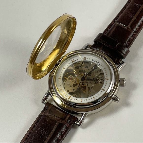 Stauer | Accessories | Mens Two Tone X Ray Watch With Leather Band ...